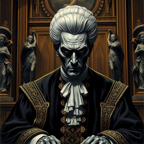 Stern Peruke Judge In Gilded High Court With Dynam Ai Art