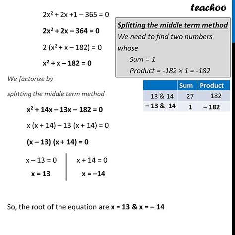 Ex 4 2 4 Find Two Consecutive Positive Integers Sum Of Squares 365