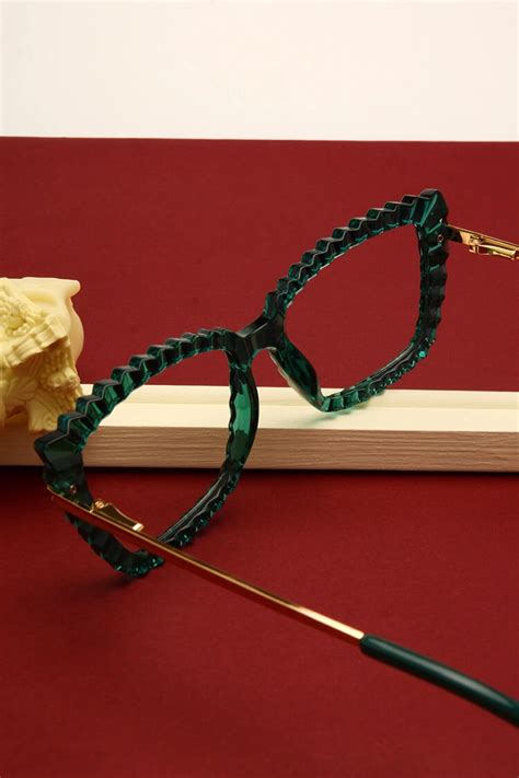 P2074 Rectangle Green Eyeglasses Frames Leoptique