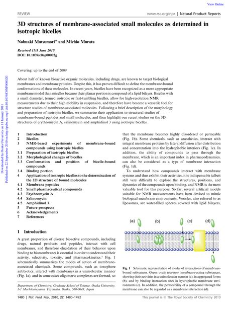 Pdf Cheminform Abstract 3d Structures Of Membrane Associated Small Molecules As Determined In