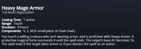 Heavy Mage Armor An Alternative To Regular Mage Armor When Your