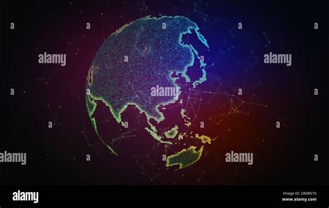 Connection Lines Around Earth Globe Background With Light Effect Global International