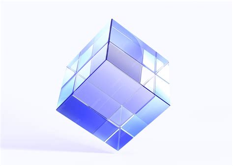Premium Photo Glass Translucent Cube Crystal Block With Hologram