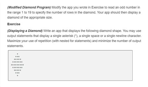 Solved Modified Diamond Program Modify The App You Wrote In