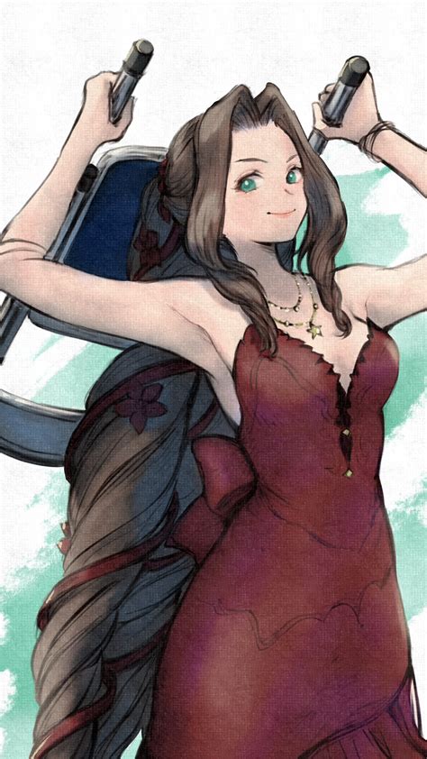 Aerith Gainsborough Red Dress Danbooru