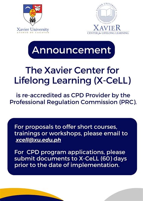 Xavier University X Cell Is Now Re Accredited As Cpd Provider Xavier University X Cell Is Now Re Accredited As Cpd Provider