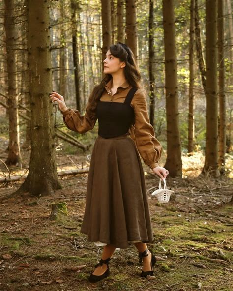 Brown Linen Skirt Cottagecore Skirt Maxi Victorian Skirt Retro Skirt