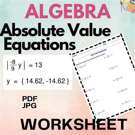 Equations Worksheets Absolute Value Equations Monomial Polynomial