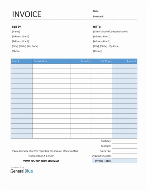 Free Word Sales Invoice Templates