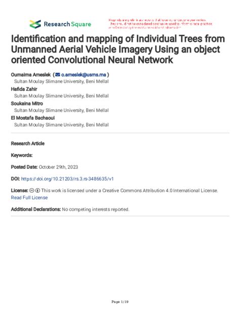 Pdf Identification And Mapping Of Individual Trees From Unmanned