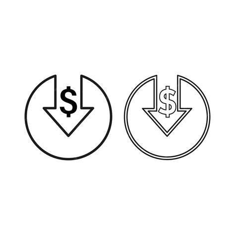 Icono De Reducción De Costos Dólar Decr Vector Premium
