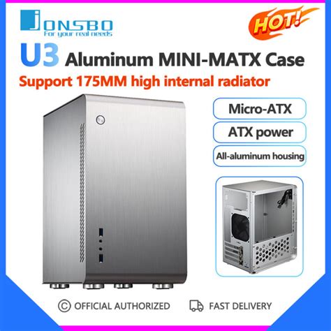 Jonsbo U3 Mini Matx Case Silver Supports Matx Motherboard All Aluminum Chassis Atx Power 175mm