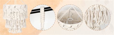 Macrame Lamp Shade Hanging Light Cover Handwoven Bohemian Tapestry Chic