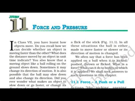 Class 8 NCERT Science Chapter 11 Force And Pressure YouTube
