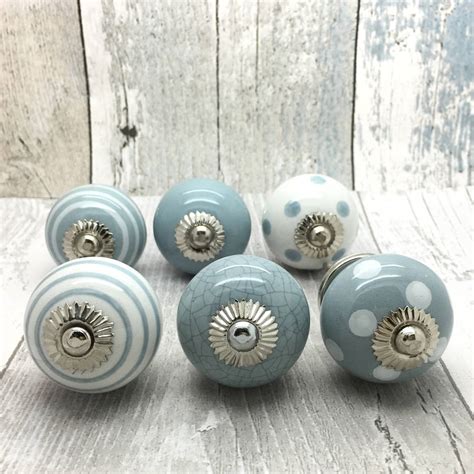 Grey Ceramic Door Knobs Cupboard Drawer Pull Handles By G Decor