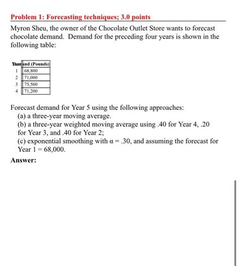 solved problem 1 forecasting techniques 3 0 points myron