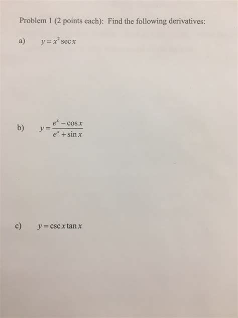 solved problem 1 2 points each find the following