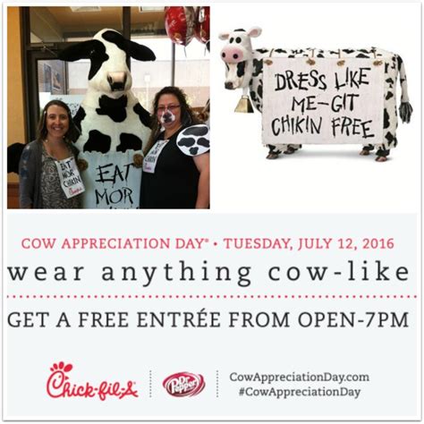 Chick Fil A Dress Like A Cow July 12 Get A Free Entree Consumer Queen