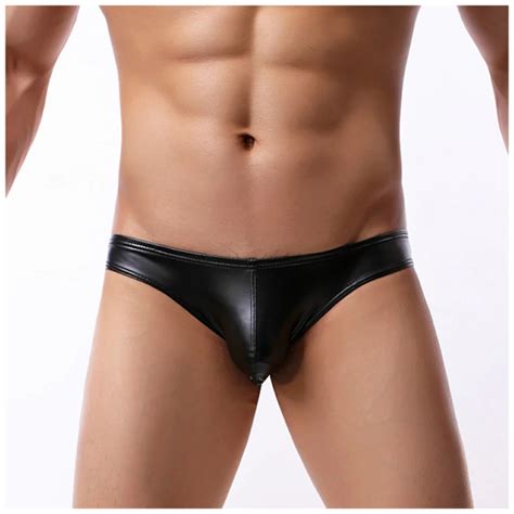 Mens Sexy Leather Lingerie Shorts For Sex Latex Sheath Fetish Short