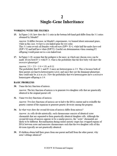 Assigned Problems Solutions Ch 2 Pdf Meiosis Dominance Genetics