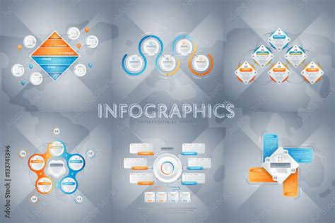 Business Infographics Concept Set Vector Illustration Data Visualization Step Process Chart
