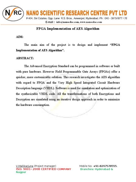 Fpga Implementation Of Aes Algorithm Pdf Computers