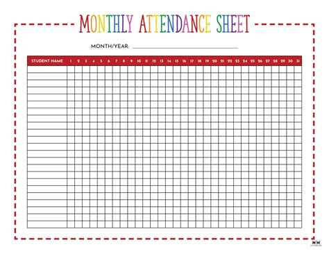 Free Printable School Attendance Sheet