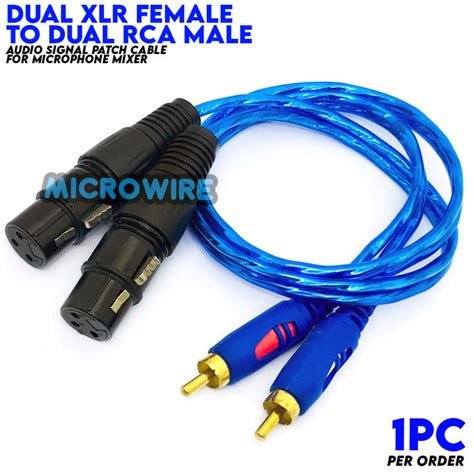 Dual Xlr Female To Dual Rca Male Audio Signal Patch Cable For