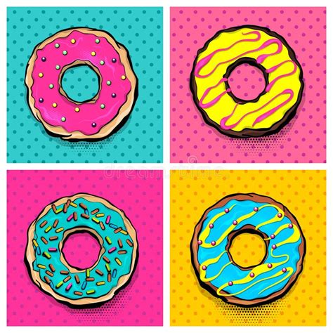 Doughnut Donut Cartoon Pop Art Stock Vector Illustration Of Graphic Dessert 128019091