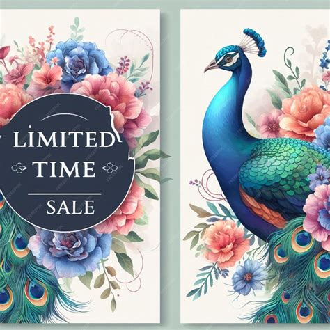 Premium Photo Vector Shop Ad Template With Watercolor Peacocks And