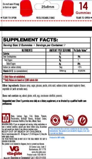 B12 Gummy Vitamin Pouches Vita Globe