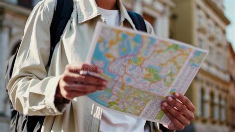 Navigating City Streets With Map Footage In Urban Environment Stock