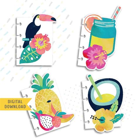 Tropical Summer Divider Kit Printable Planner Dividers My Cozy