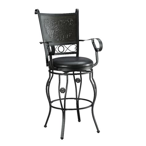 Powell Whitechrome 24 In H Bar Height Upholstered Swivel Metal Bar
