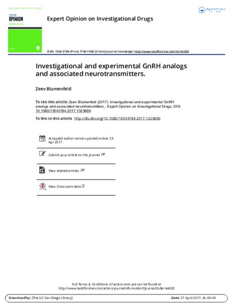Pdf Investigational And Experimental Gnrh Analogs And Associated