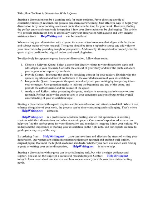 How To Start A Dissertation With A Quote Pdf Thesis Citation