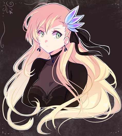 Safebooru 1girl Artist Name Black Ribbon Blonde Hair Breasts Cleavage