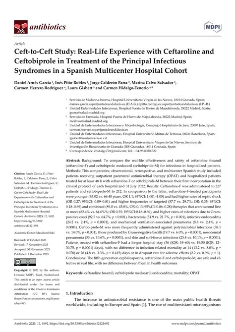 Pdf Ceft To Ceft Study Real Life Experience With Ceftaroline And