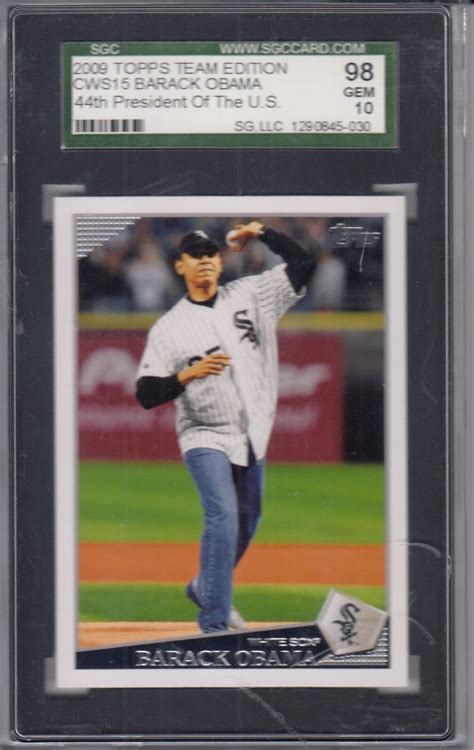 2009 Topps Team White Sox Barack Obama Sgc 10 Gem Mint Ebay