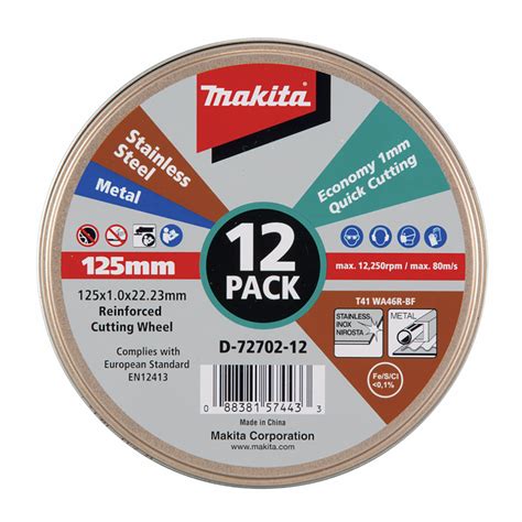 Makita 125 X 1 X 2223mm Inox Cutting Disc 12 Pack Bunnings Australia