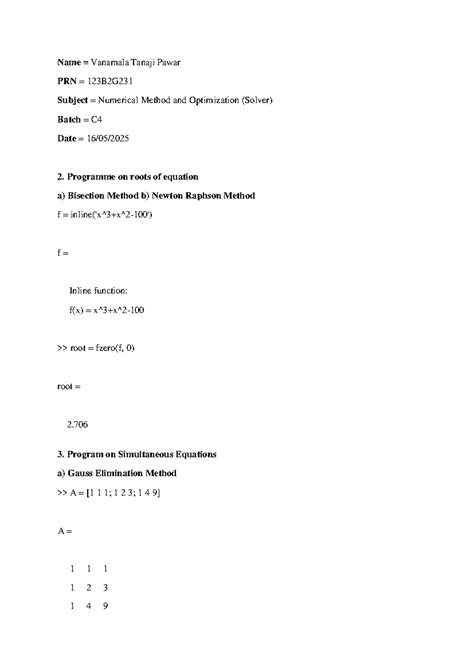 Nmo 228 Final Exam Numerical Methods And Optimization Programs Studocu