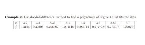 Solved Example 2 Use Divided Difference Method To Find A