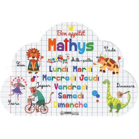 Mathys Set De Table Prénom éducatif Pour Enfant