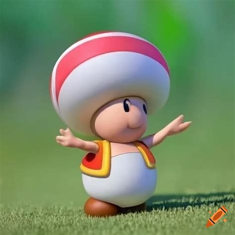 Toad Character From Super Mario Bros Standing On Green Grass