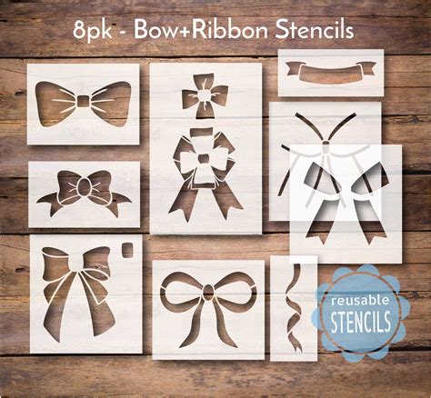 Bows And Ribbon Stencils 8 Pack Wallcutz Crafts