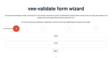 Sample Vue Form Wizard With Vee Validate Forked Codesandbox
