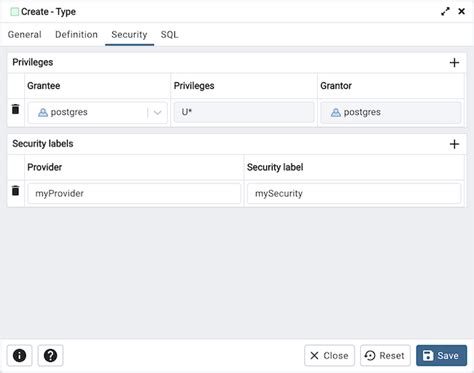 Type Dialog — Pgadmin 4 99 Documentation