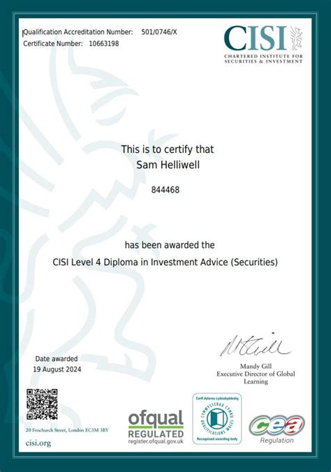Sam Helliwell On Linkedin Delighted To Have Passed The Securities Exam And Received The Level 4