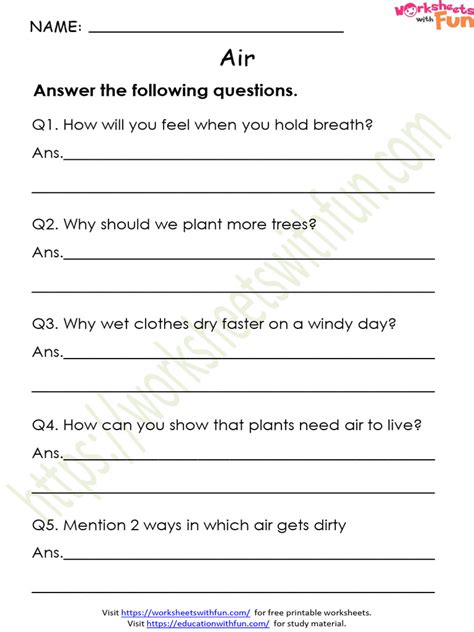 Air Worksheet 5 Pdf