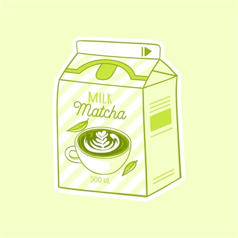 Premium Vector Matcha Cartoon Milk Asian Product Hand Drawn Colored